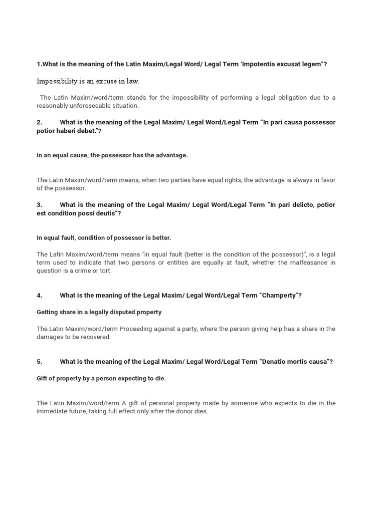 Legal Maxims | PDF | Bad Faith | Precedent