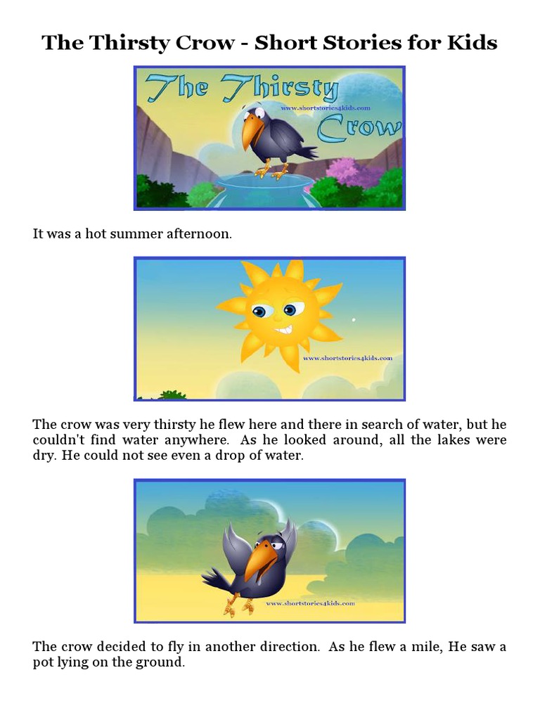 The Thirsty Crow - Short Stories For Kids | PDF