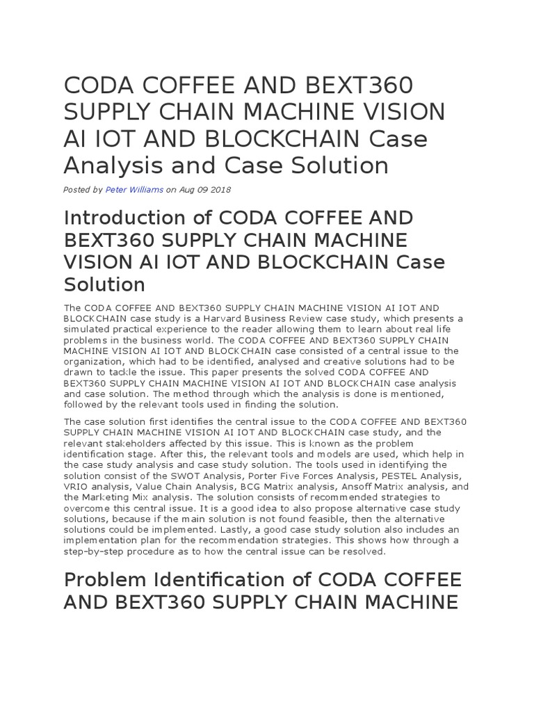 T3 Case. Coda Coffee & Bext360 Case Solution | PDF | Strategic Management | Swot Analysis