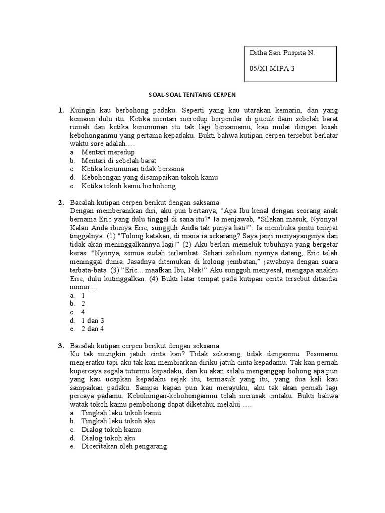 Soal Cerpen | PDF