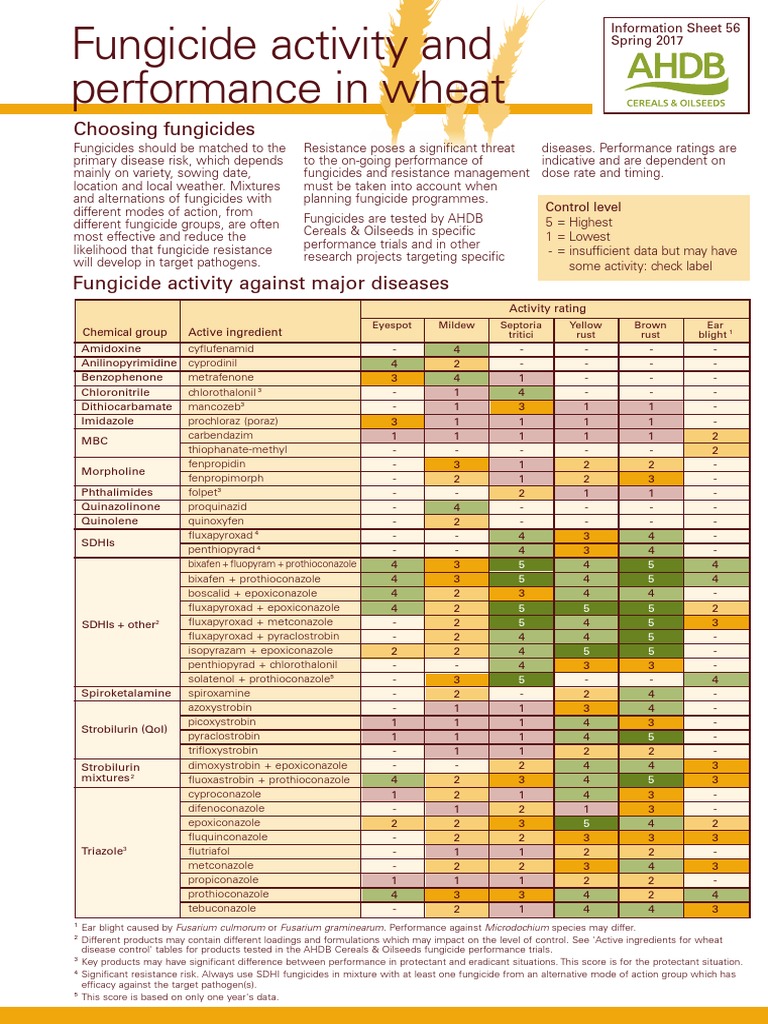 Fungicide Activity and Performance in Wheat: Choosing Fungicides | PDF ...