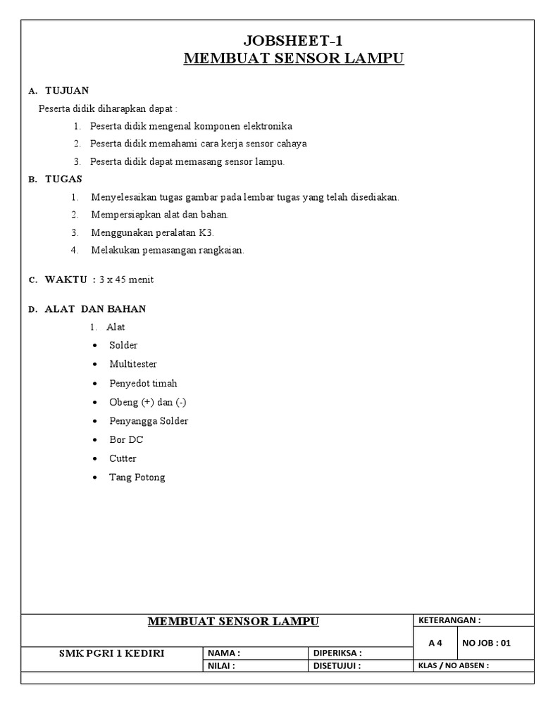 Job Sheet 1 (Sensor Lampu) | PDF