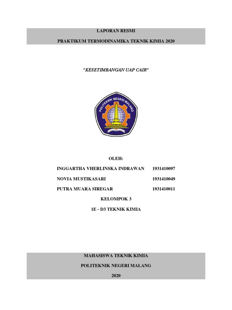 LAPORAN RESMI - Kesetimbangan Uap Cair PDF | PDF