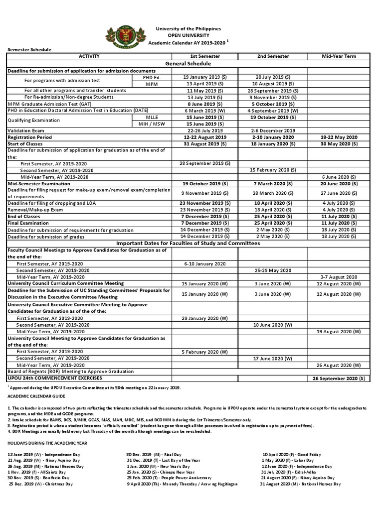 Academic Calendar Ss Ay2019 2020 Pdf Academic Term Academia