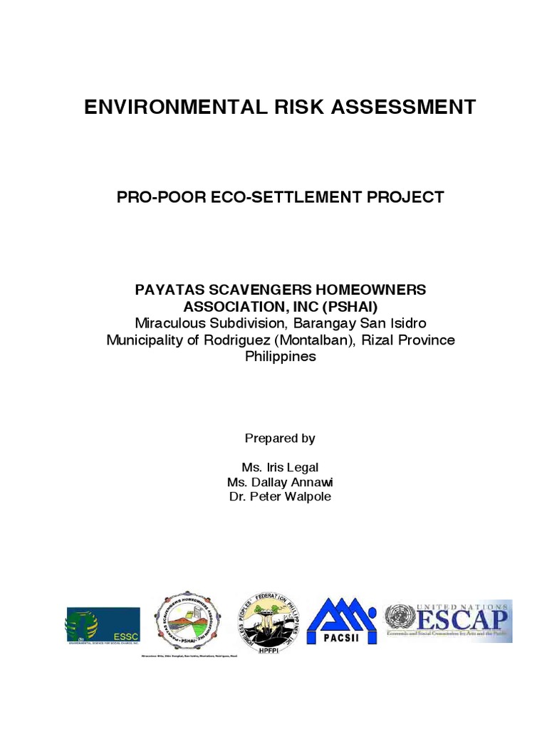 Environmental Risk Assessment: Pro-Poor Eco-Settlement Project | PDF ...
