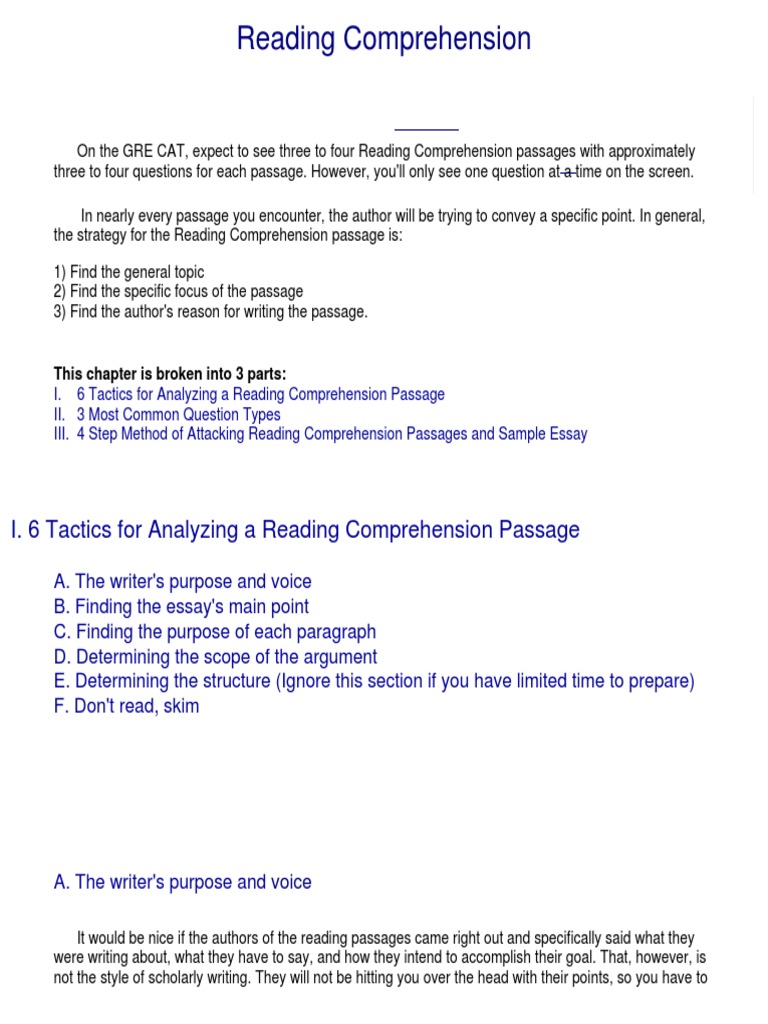 Reading Comprehension | PDF | Reading Comprehension | Essays