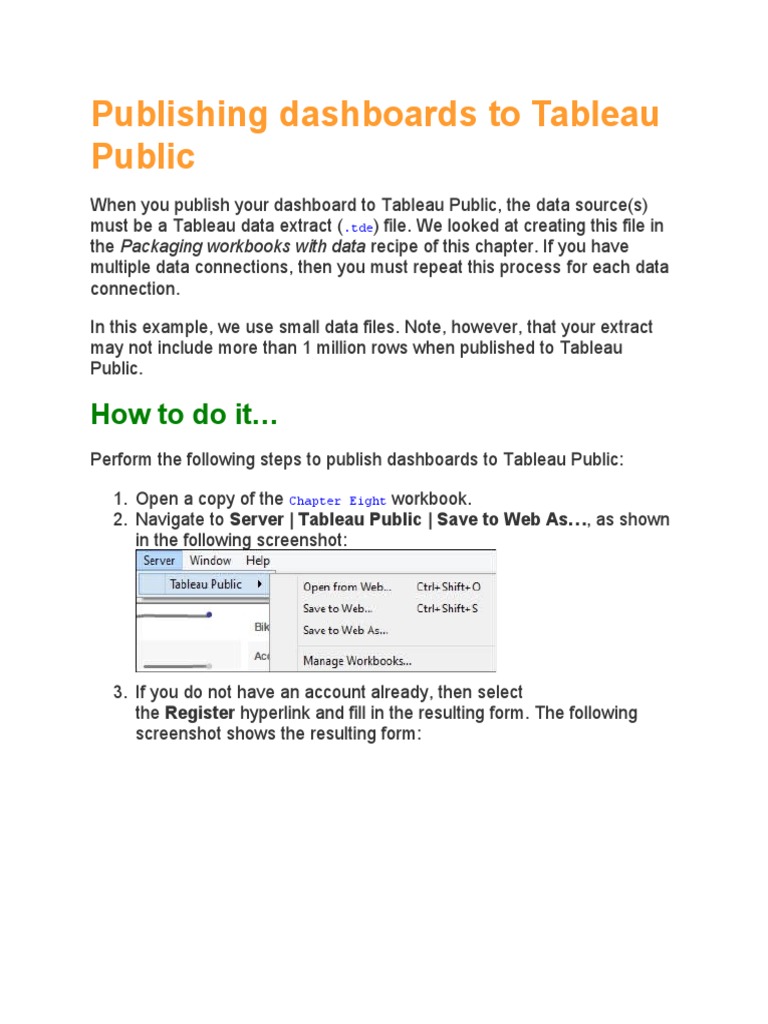 Publishing Dashboards To Tableau Public | PDF | Websites | World Wide Web