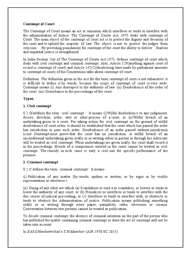 Contempt of Court | Download Free PDF | Contempt Of Court | Supreme ...