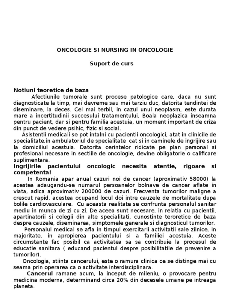 Nursing in Oncologie | PDF