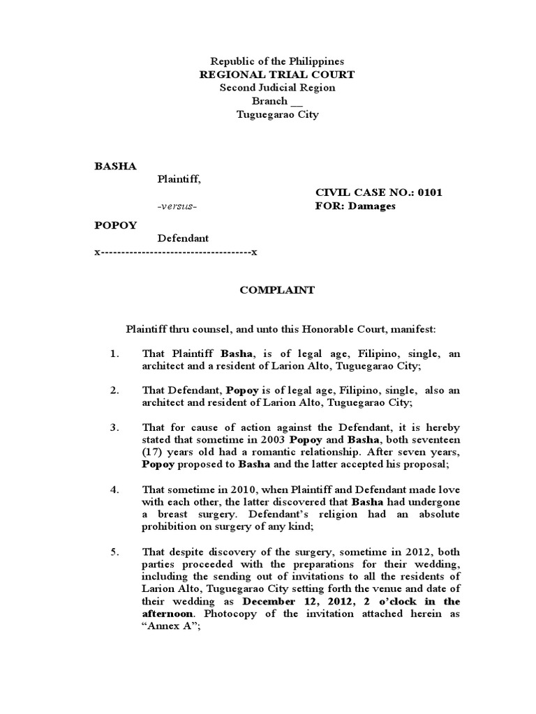 Torts Complaint | PDF | Lawsuit | Complaint