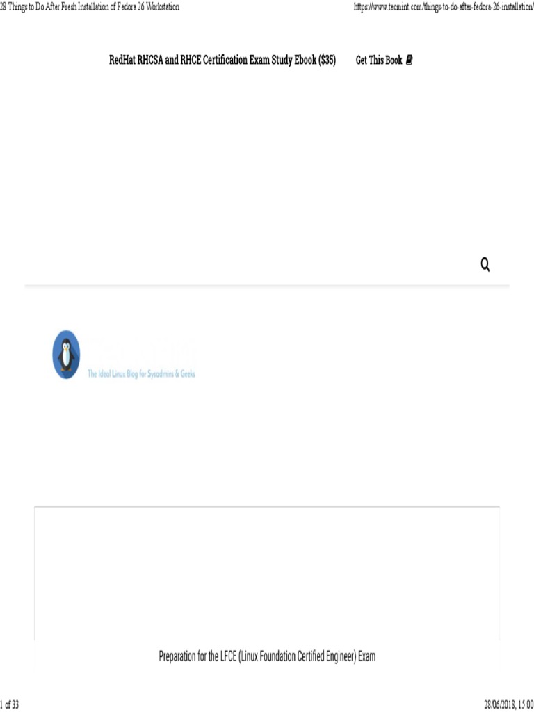 28 Things To Do After Fresh Installation of Fedora 26 Workstation | PDF | Fedora (Operating ...