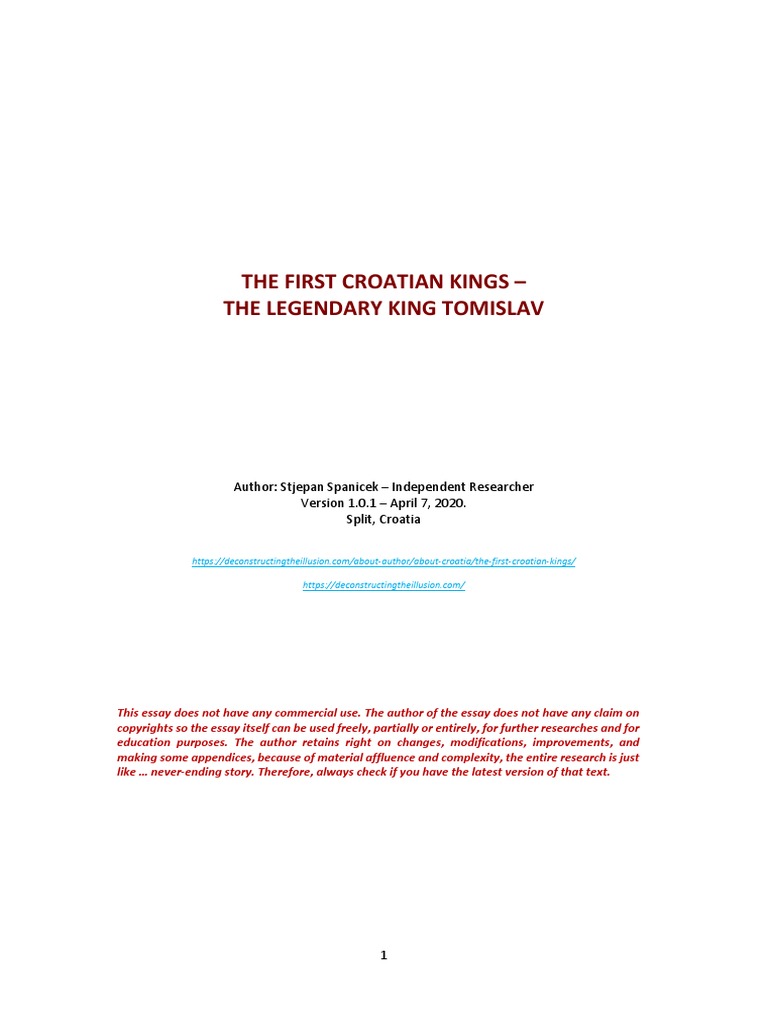 The First Croatian Kings - Legendary King Tomislav-Version 1-0-1 | PDF ...