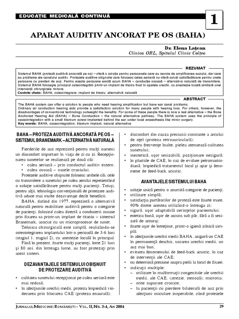 Protezarea BAHA PDF | PDF