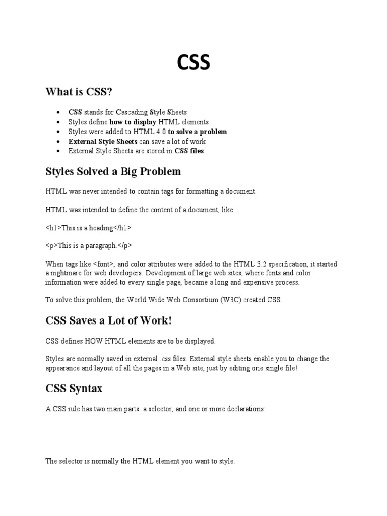 What Is CSS? | PDF | Cascading Style Sheets | Html Element