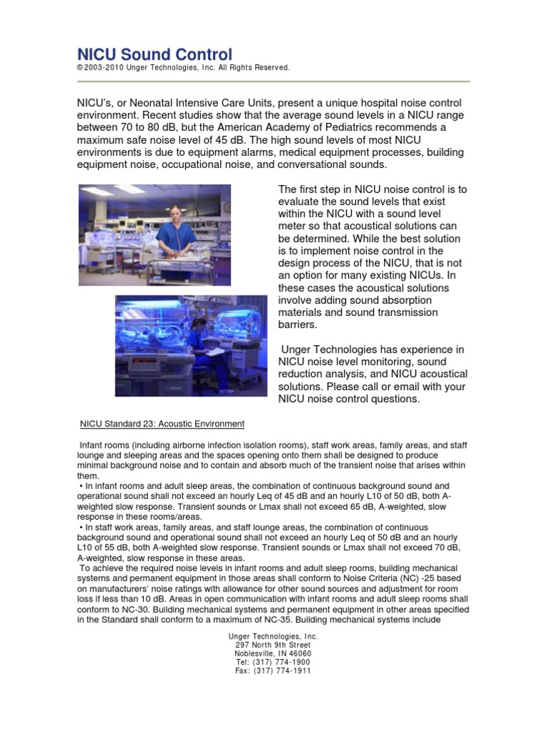 NICU Sound Control | PDF | Noise | Neonatal Intensive Care Unit