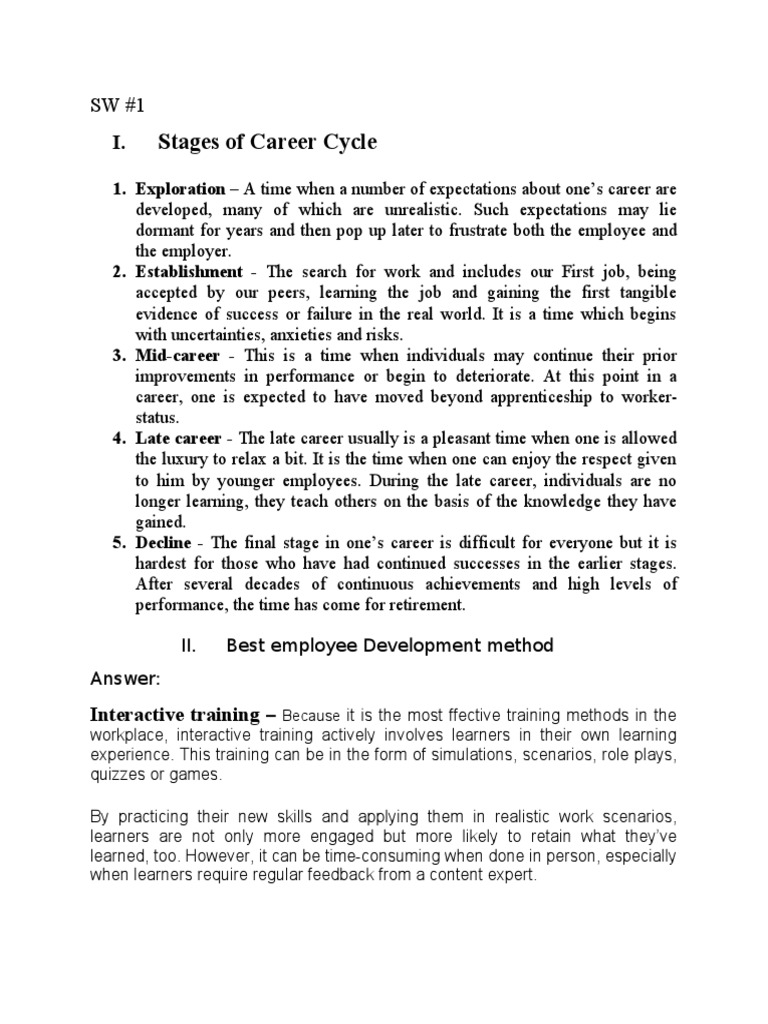 Stages of Career Cycle | PDF