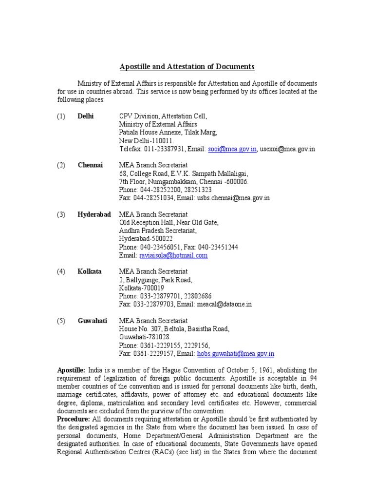 Apostille and Attestation of Documents: Sooi@mea - Gov.in | PDF ...