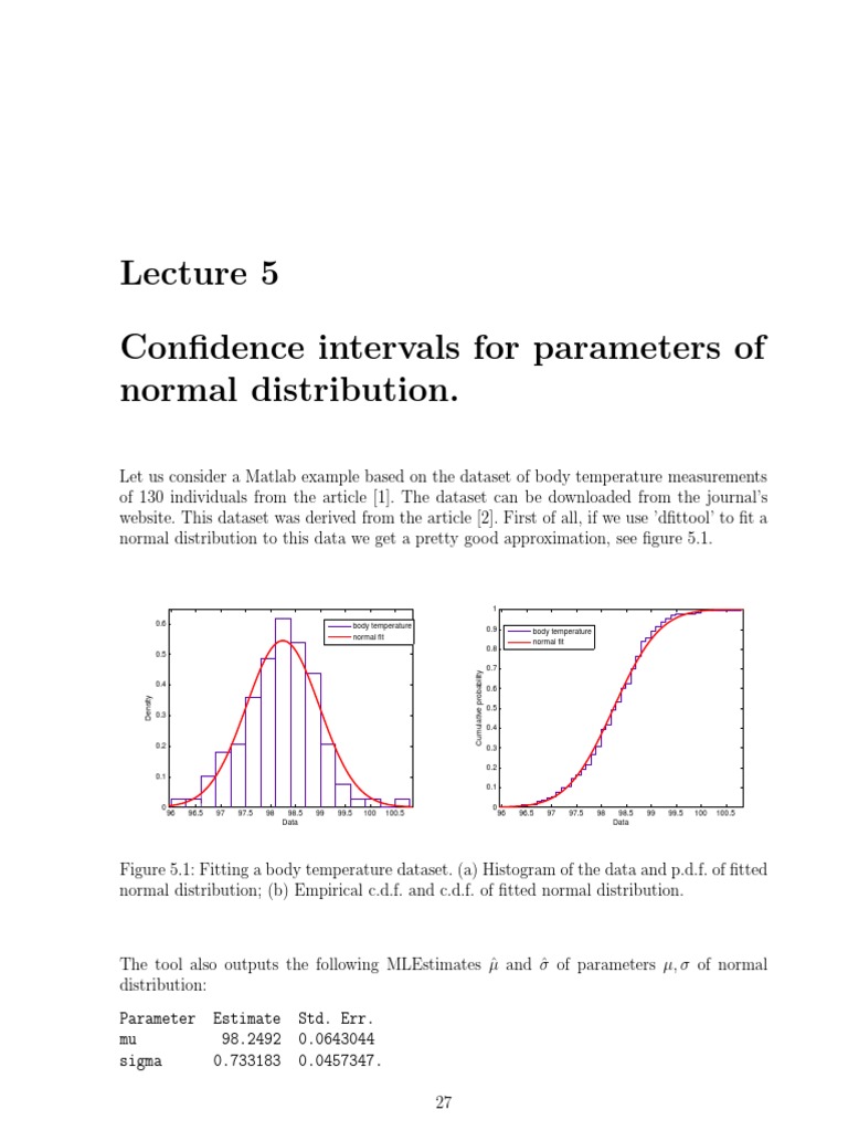Confidence Intervals For Parameters of Normal Distribution | PDF ...