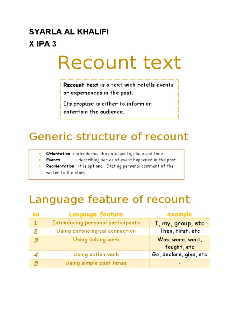Recount Text: Generic Structure of Recount | PDF