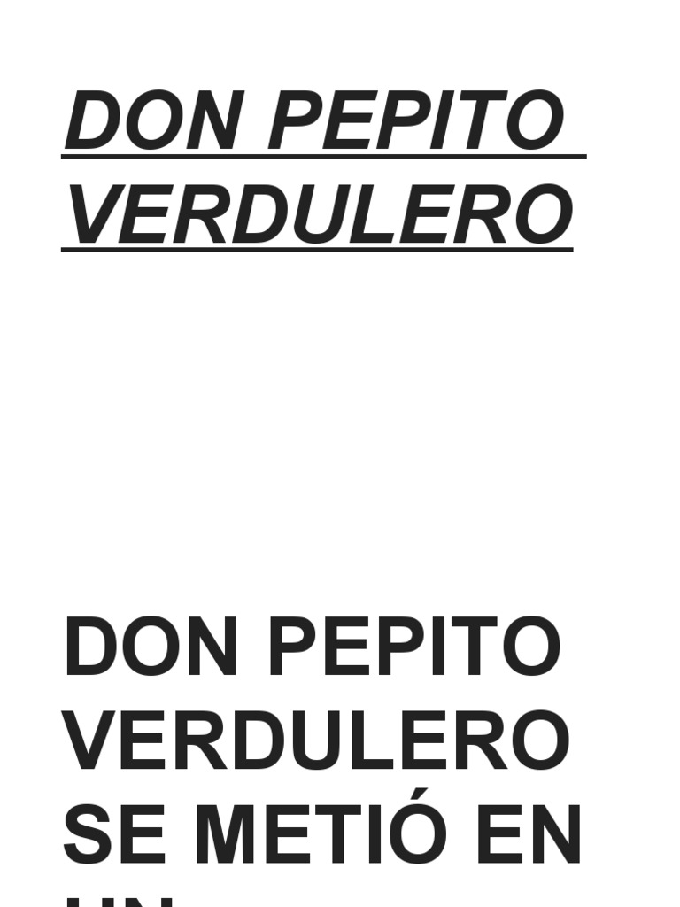Don Pepito Verdulero: Rima y Aventura | PDF