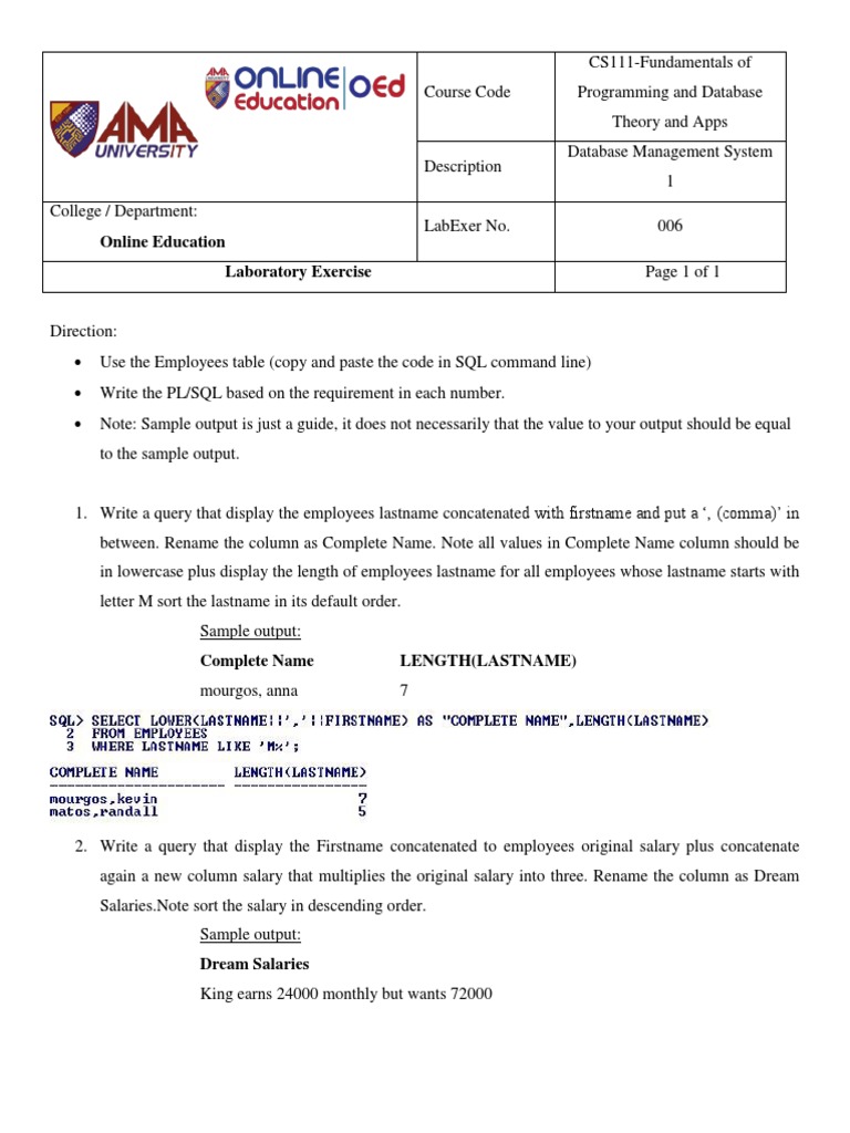 PL/SQL Queries for Employee Data Analysis | PDF | Information Retrieval ...