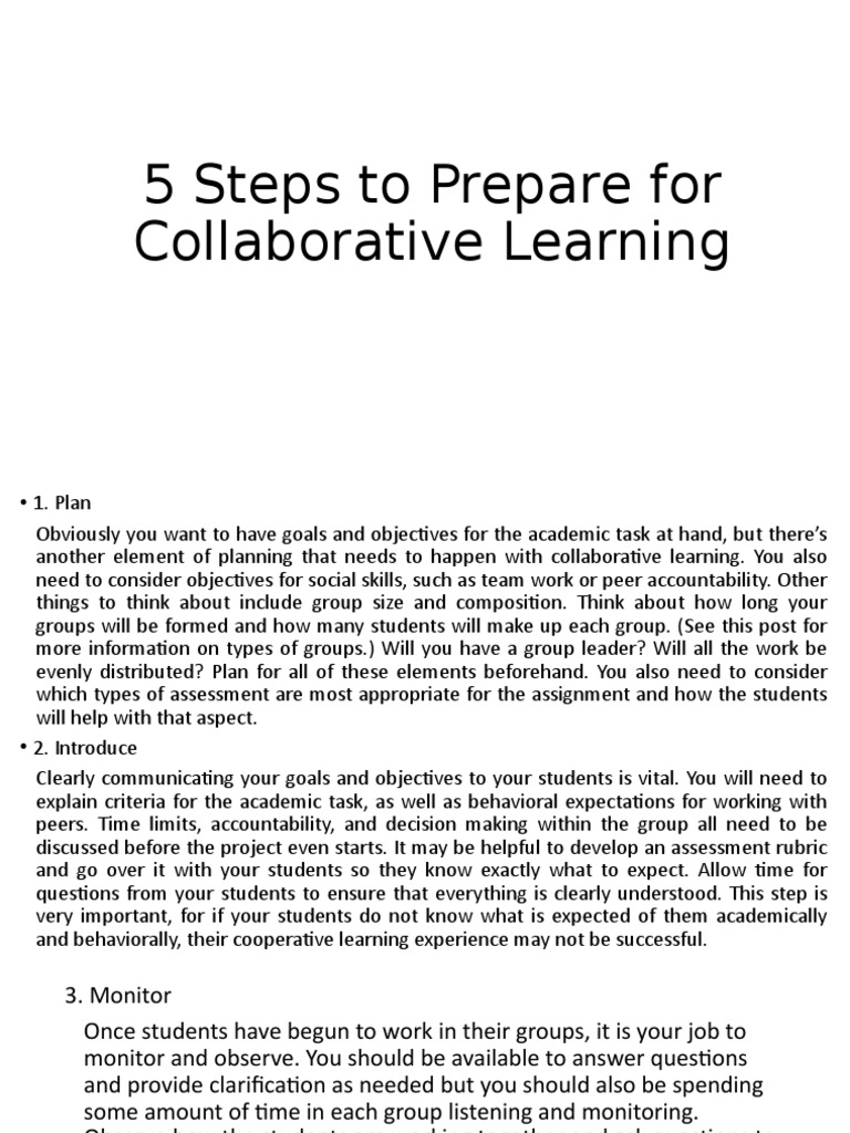 5 Steps To Prepare For Collaborative Learning | PDF