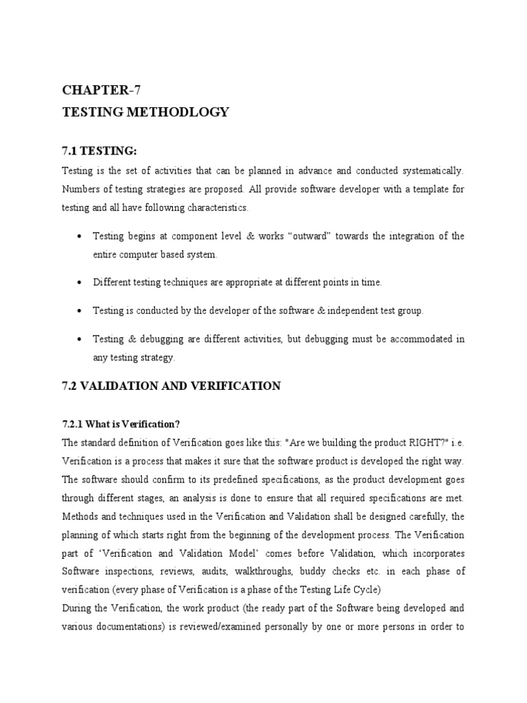 Chapter-7 Testing Methodlogy | PDF | Software Testing | Verification ... Chapter-7 Testing Methodlogy | PDF | Software Testing | Verification ...