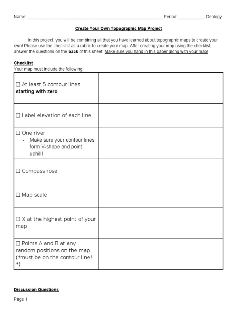 Starting With Zero: Create Your Own Topographic Map Project | PDF ...