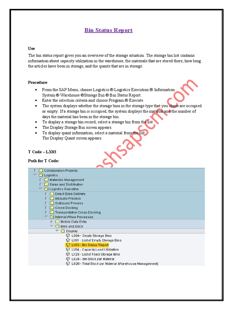 Bin Status Report | PDF | Finance & Money Management | Computers