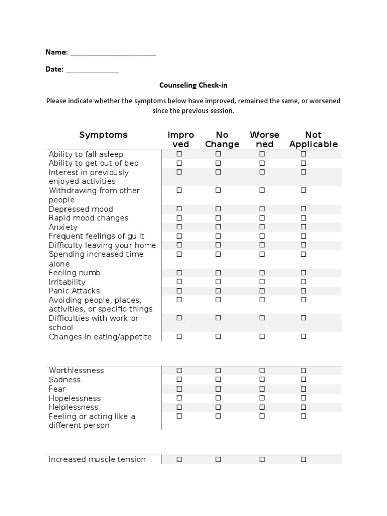Counseling Check-In 2 | PDF | Depression (Mood) | Positive Psychology