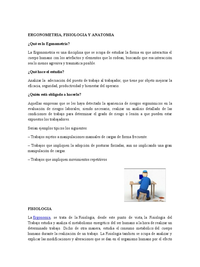 ERGONOMETRIA | PDF | Caloría | Factores humanos y ergonomía