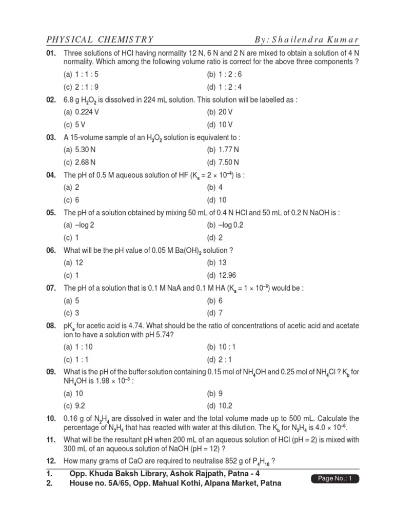 Solving Acid-Base Chemistry Problems: Concentration, pH, and Neutralization Calculations | PDF ...