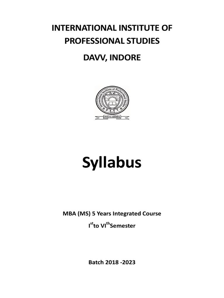Syllabus: International Institute of Professional Studies Davv, Indore ...