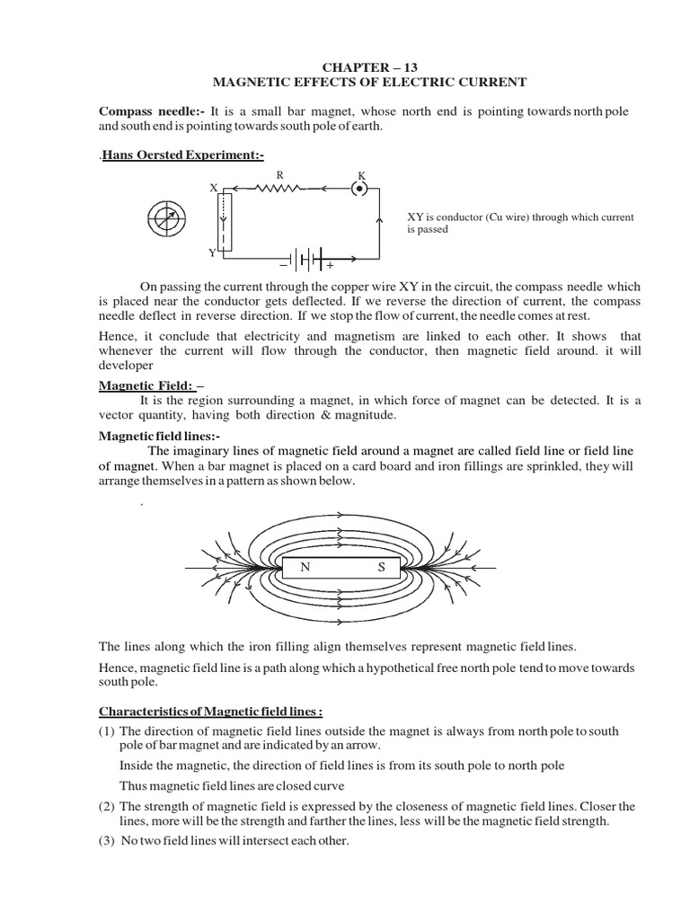 Magnetic Effect of Electric Current Notes Chpt2 | PDF | Electromagnetic ...
