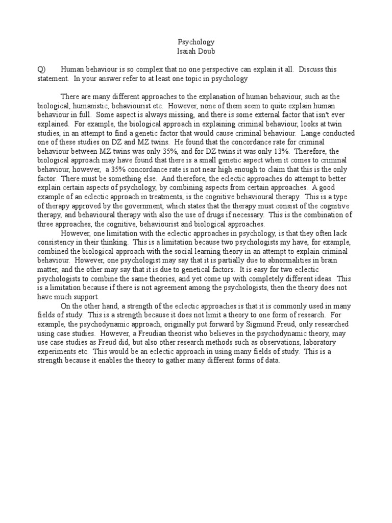 Eclectic Approaches in Psychology Explained | PDF | Psychodynamics ...