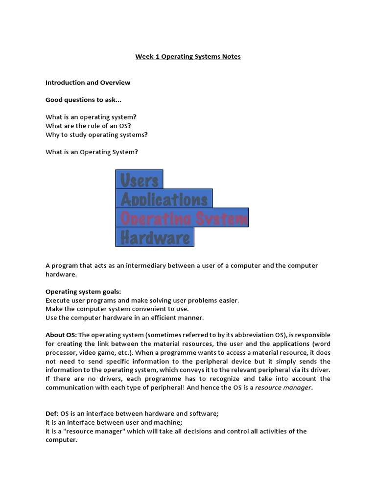 Notes Operating System | PDF | Kernel (Operating System) | Operating System