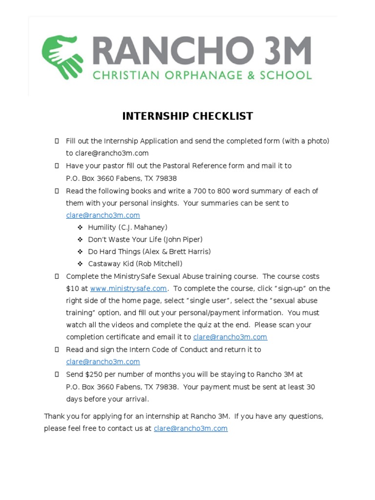 Intern Checklist | PDF