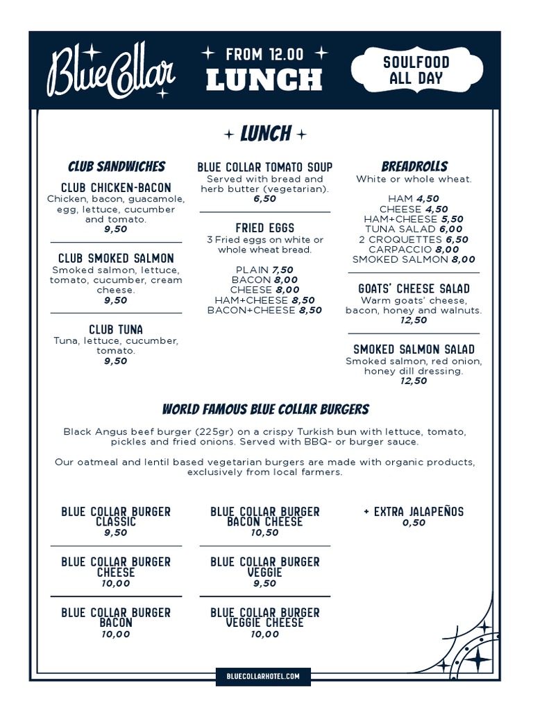 Blue Collar Eindhoven Menu2019 | PDF | Hamburgers | Foods