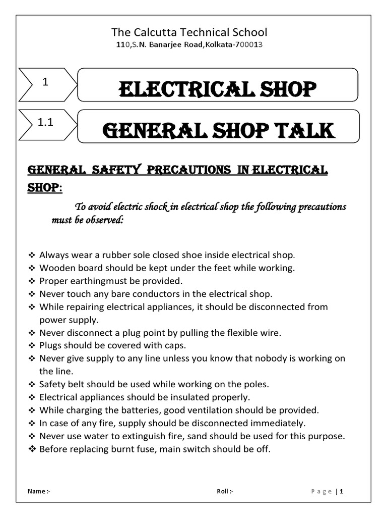 Electrical Shop Workbook | PDF | Fuse (Electrical) | Electrical Wiring