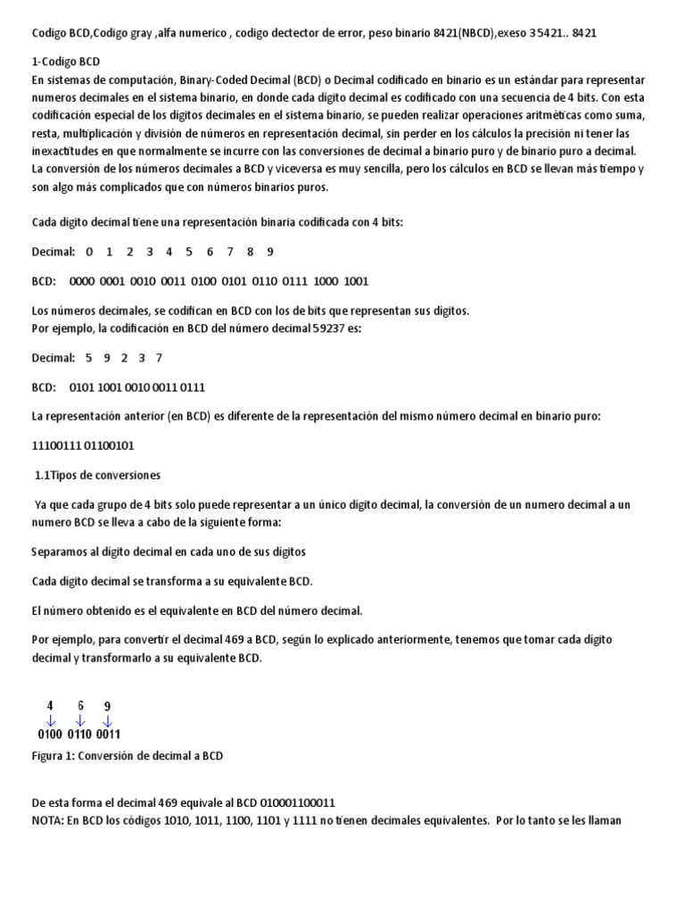 Codigo BCD | PDF | Decimal codificado en binario | Decimal