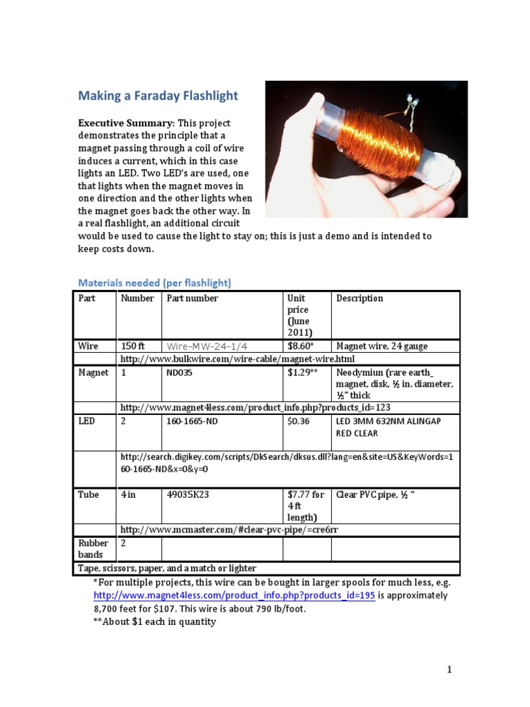 Making A Faraday Flashlight: Executive Summary: This Project | PDF