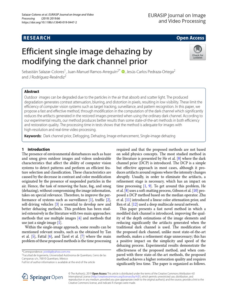 Efficient Single Image Dehazing by Modifying The Dark Channel Prior | PDF | Computer Vision ...