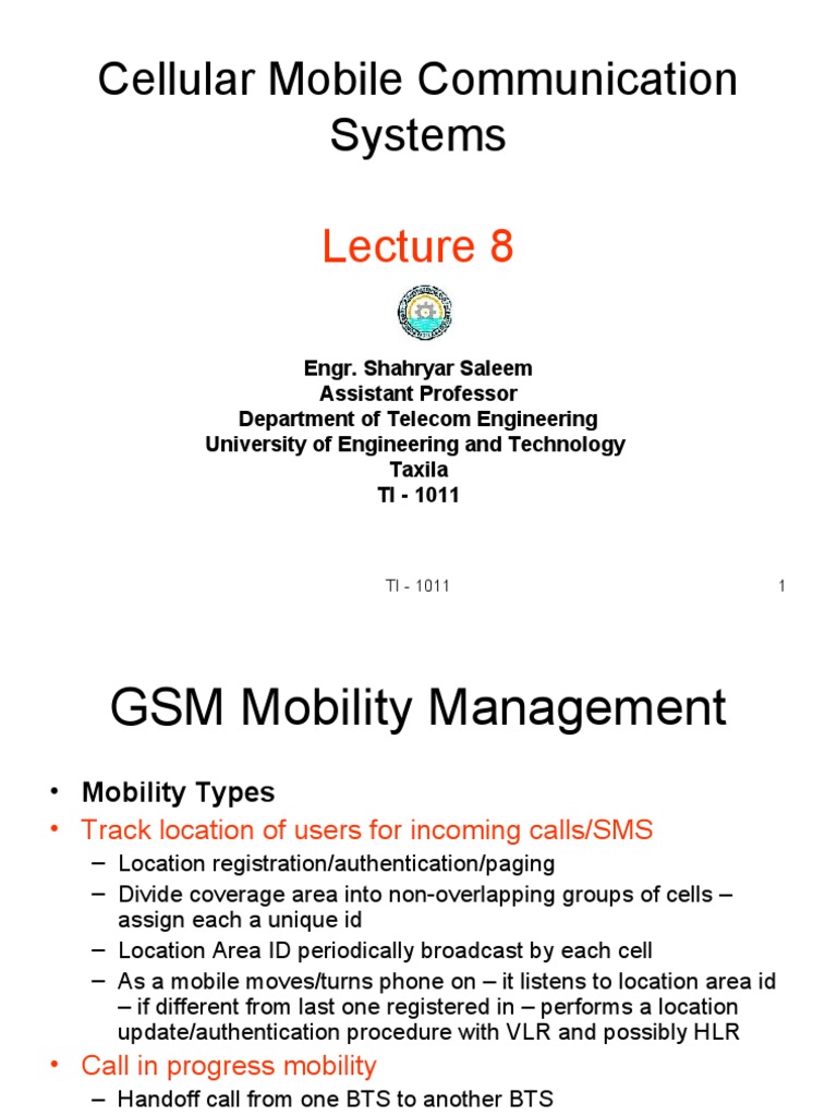 GSM Mobility Management Overview | PDF | Gsm | Mobile Telecommunications