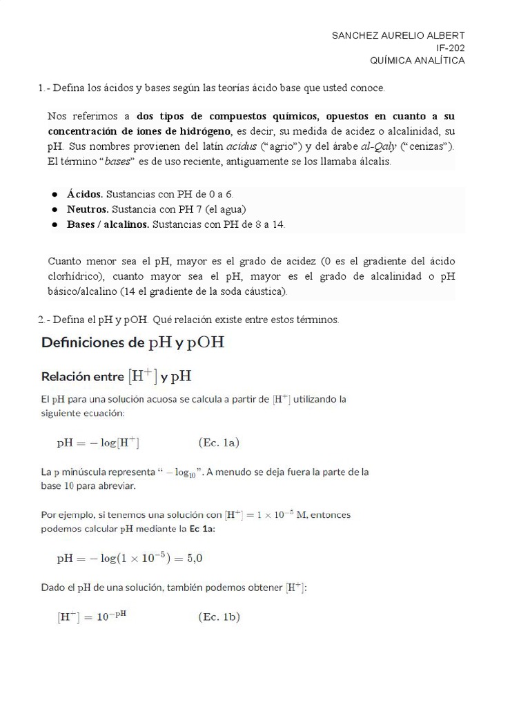 Ejercicios PH Poh 24abr20 | PDF | Ph | Ácido