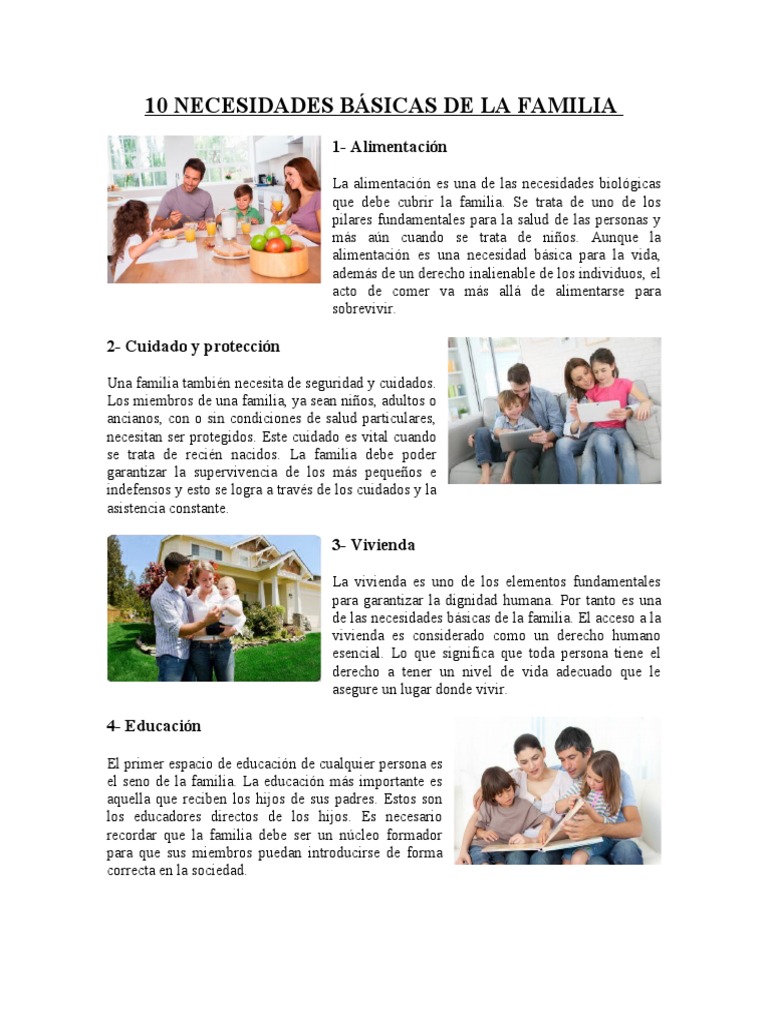 10 Necesidades Básicas de La Familia | PDF | Familia | Comunicación