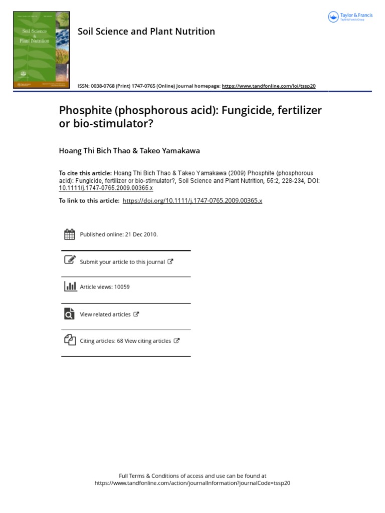 Phosphite Phosphorous Acid Fungicide Fertilizer or Bio Stimulator | PDF ...