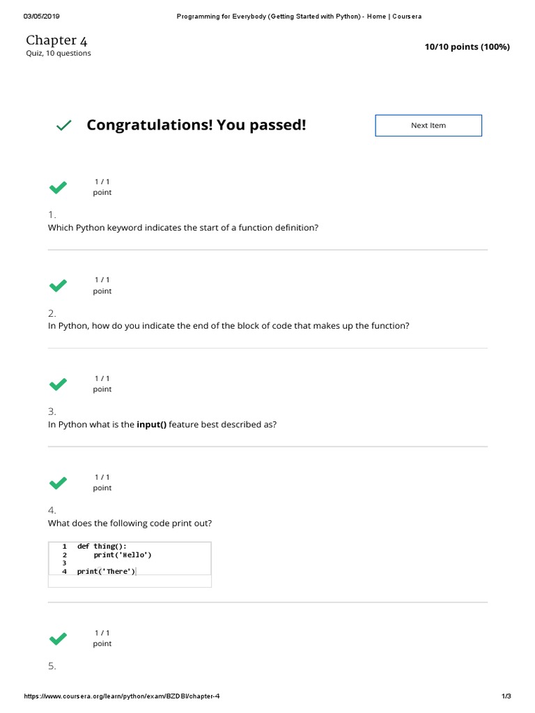 Programming For Everybody (Getting Started With Python) - Home - Coursera - 4 PDF | PDF | Models ...