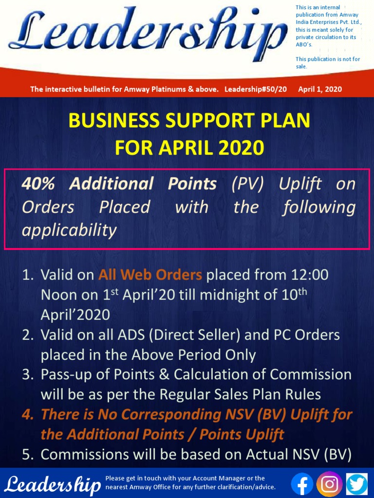 Business Support Plan For April 2020: Leadership | PDF | Business