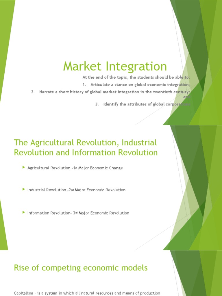 TCW Lesson 3 Market Integration | PDF | Capitalism | Market (Economics)