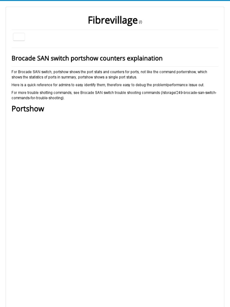 Brocade SAN Portshow Command Guide | PDF | Electronics | Telecommunications